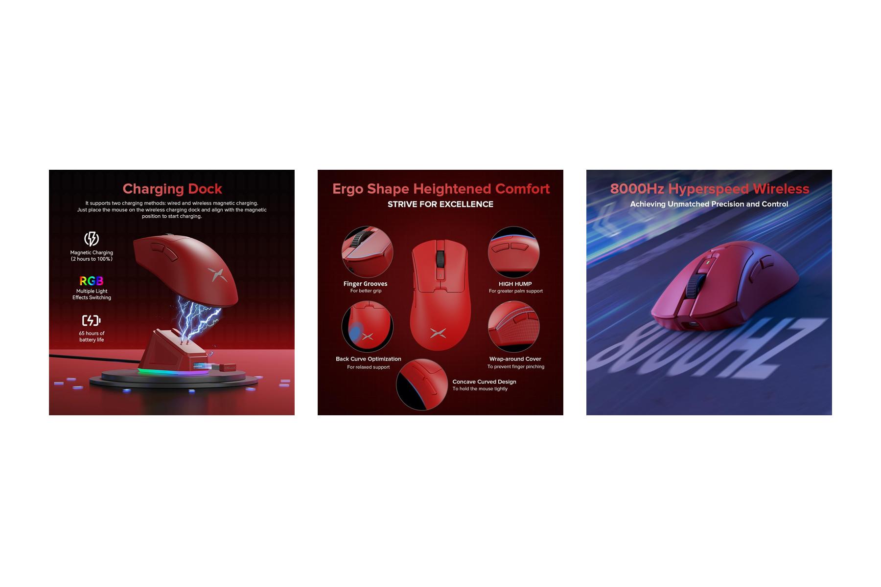 Delux - M900 Pro Red Wireless Gaming Mouse