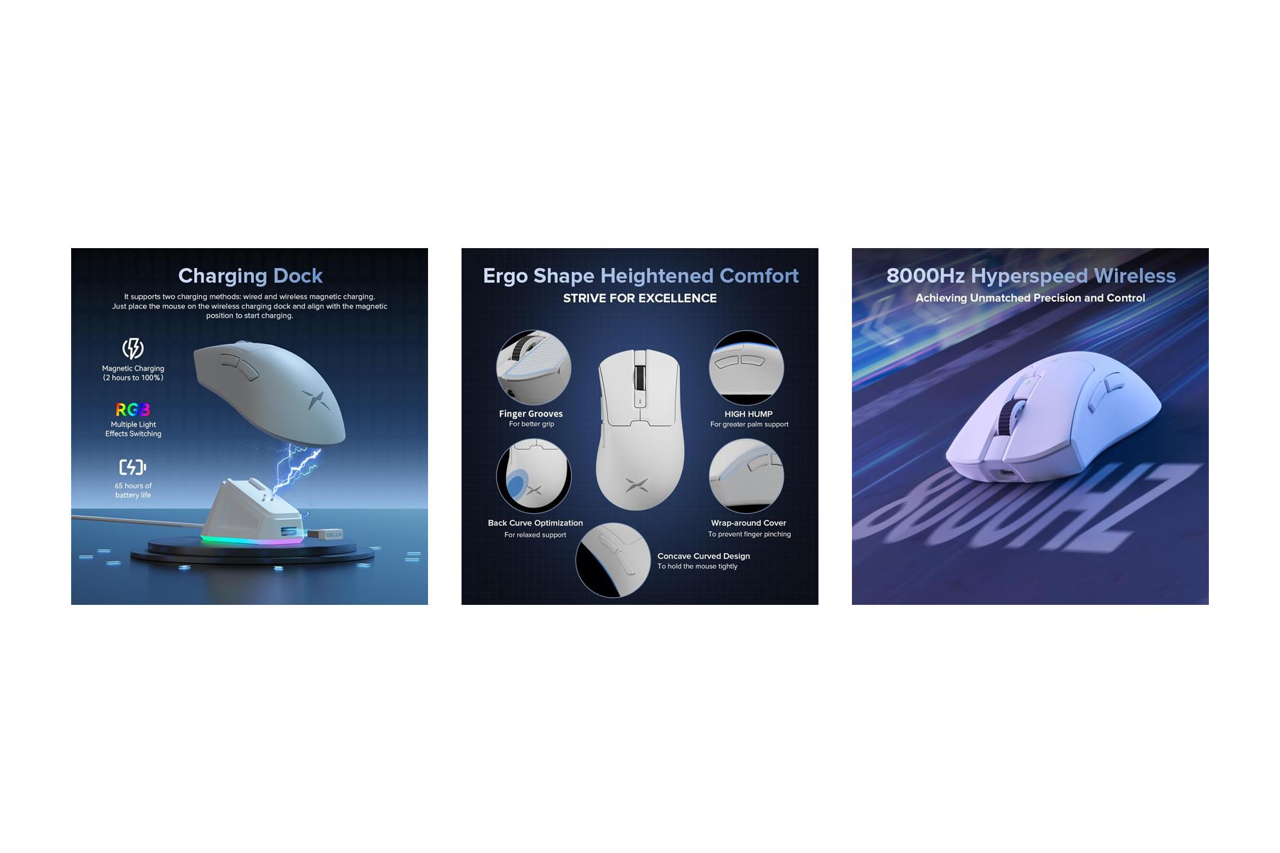 Delux - M800 Ultra White Wireless Gaming Mouse