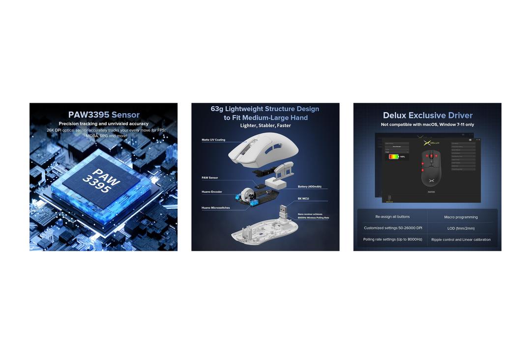 Delux - M800 Ultra White Wireless Gaming Mouse