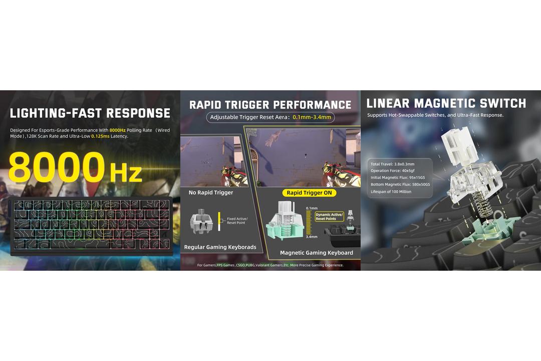 ATTACK SHARK X68PRO HE Wireless Rapid Trigger Keyboard Magnetic Switch / Black&Red